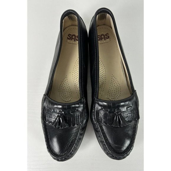 SAS | Shoes | Sas Womens Tripad Comfort Black Shiny Leather Kiltie Bow ...